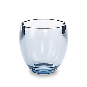 Umbra Droplet, Clear Pump Dispenser-Modern Heavy-Duty Refillable 10-Ounce Soap Container for Bathroom-Perfectly Nested in Amenity Tray, Can Be Placed On Countertop, Sink in Bath, Denim
