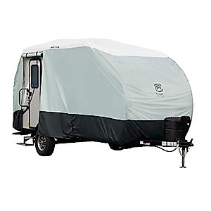 Classic Accessories RV SkyShield™ R-Pod Cover, 16'2"L x 78"W, Model 2, Durable, Tear-Resistant, Teardrop, Travel Trailer Storage Cover, Compatible with R-Pod Trailers, Black/Grey/Snow White