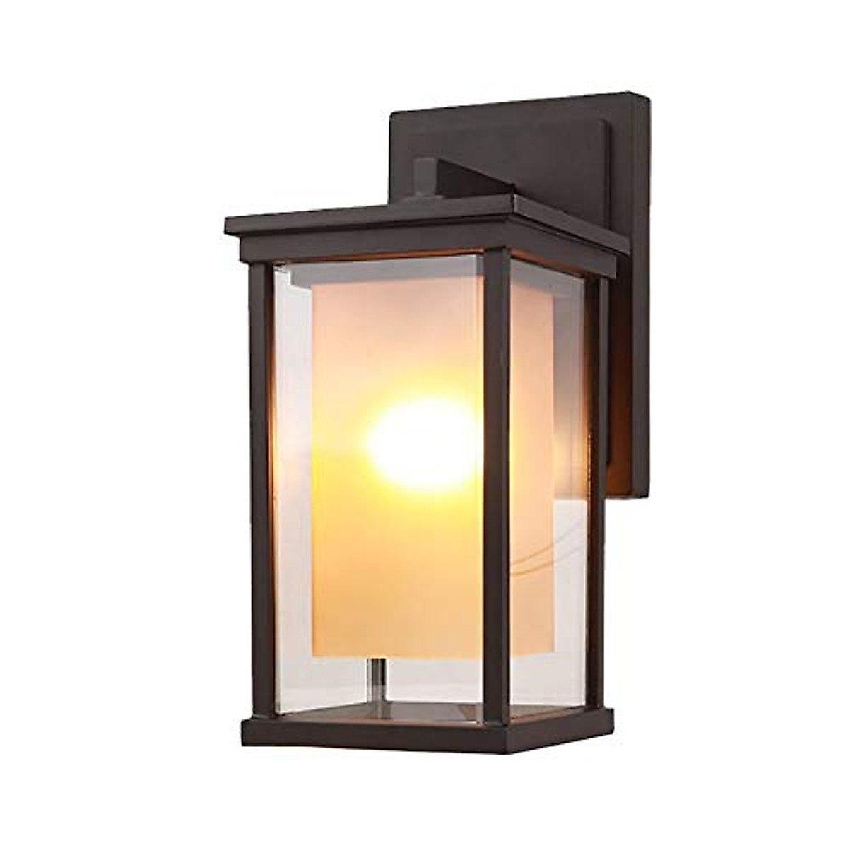PEHUB Simple Outdoor Porch Wall Sconce Garden Exterior Wall Sconce Light Fixtures Waterproof Outside Wall Lantern Lighting Black Aluminum Square Frame with Clear Glass Creative Shape Lamp Exterior Lig