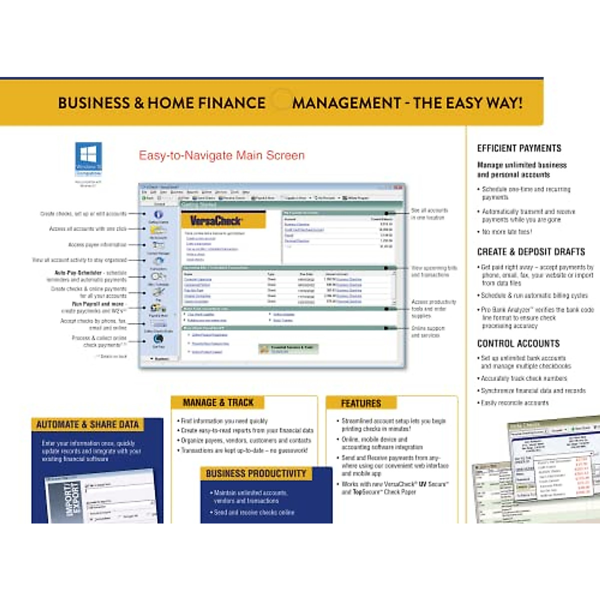 VersaCheck HP OfficeJet Pro 8210 MXE MICR Check Printer X1 Platinum Check Printing Software Bundle, Black