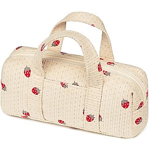 CAMTOP Pencil Case Pouch for Girls Cute Small Pencil Box School Stationery for Teen Student Kids (Strawberry Beige)