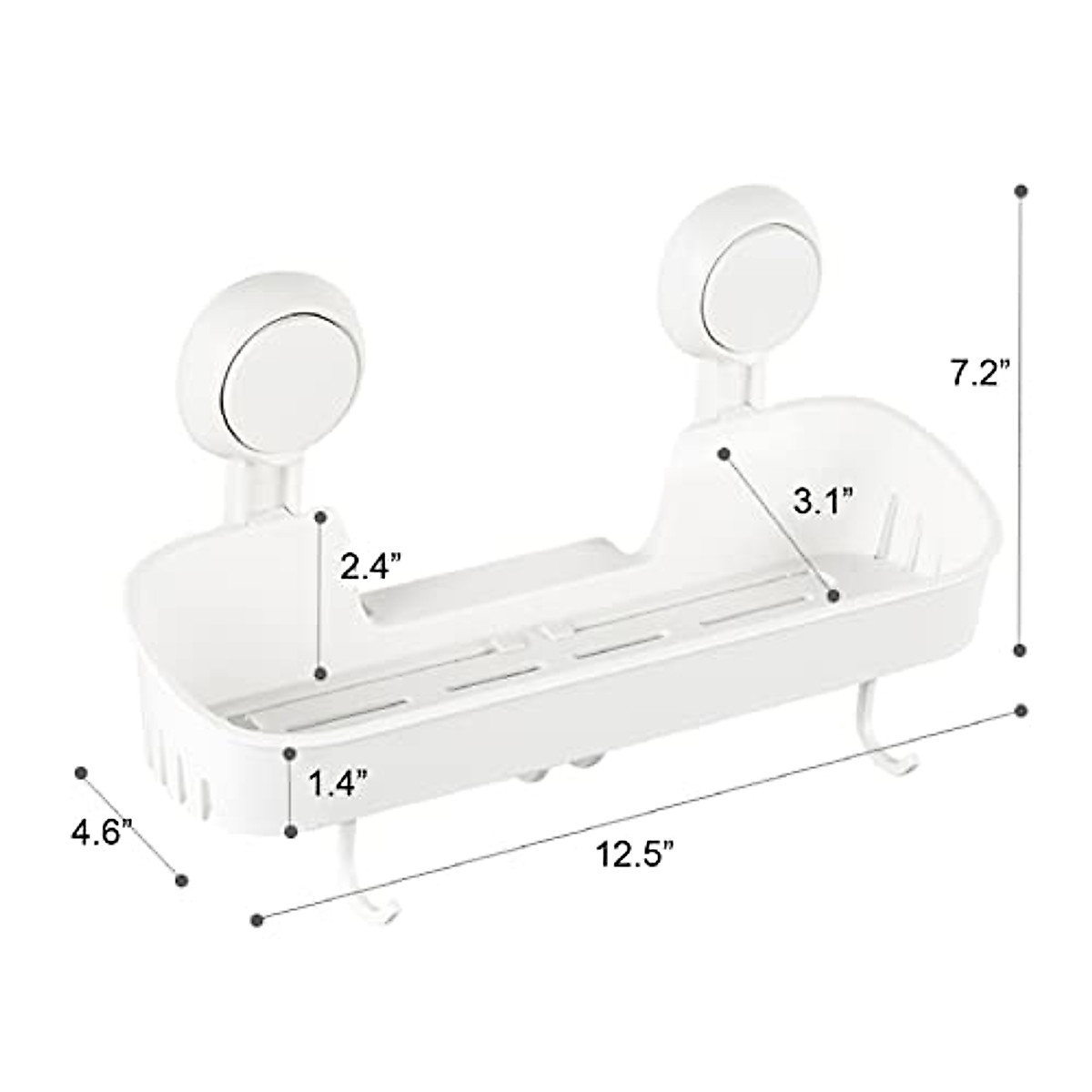 4OURVAN Spice Storage Rack Vacuum Shower Caddy with 4 Hooks Suction Cup Bathroom Kitchen Organizer Shelf Rack Shower Basket Wall Mounted Organizer for Shampoo | Spice | No-Drilling Removable Reusable