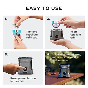 Thermacell Mosquito Repellent Rechargeable Adventure EX-Series EX90; Patio Shield with 9-Hour Battery, Includes 12-Hour Refill, Rubber Armor & Carabiner; Scent Free Bug Spray Alternative