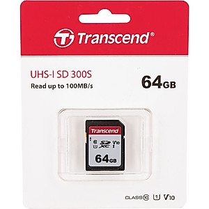 Transcend 64GB Secure Digital SDXC UHS-I Memory Card, Compatible with Canon PowerShot SX620 HS Digital Camera - Class 10, U1, 100MB/s, 300 Series - Pack of 2