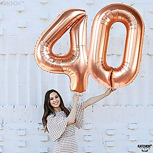 Giant 40 Balloon Numbers Rose Gold - 40 Inch | Rose Gold 40th Birthday Balloons for Women | Rose Gold 40th Balloons for Women | 40th Birthday Decorations Women Rose Gold | Rose Gold Balloon Numbers 40
