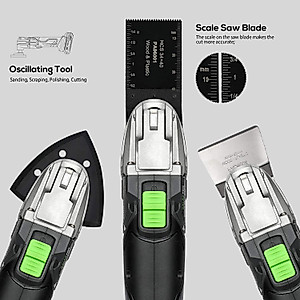 GALAX PRO Oscillating Tool, 20V Lithium Ion Cordless Oscillating Multi Tool with 1.3Ah Battery and Charger, 3pcs Blade and 10pcs Sanding Papers for Sanding, Grinding