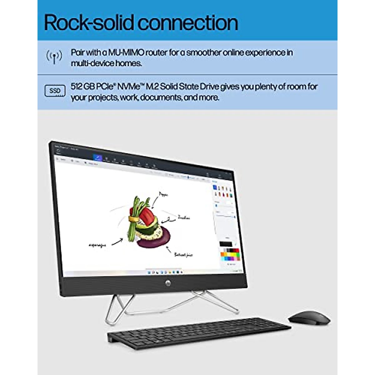 HP All-in-One Bundle PC, 27" Full HD Micro-Edge Touchscreen Display, 12thGeneration Intel Core i5 Processor, Intel Iris Xe Graphics, 12 GB SDRAM, 512 GB SSD, Windows11 Home OS, Wi-Fi (27-cb1170, 2022)