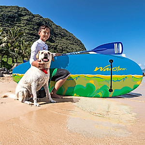 WAVESTORM 8ft Junior Stand Up Paddleboard | Superior Foam Construction with Stringers | Accessories Included Adjustable Paddle Leash and Removable fin| Carry Handle | Sized for Youth