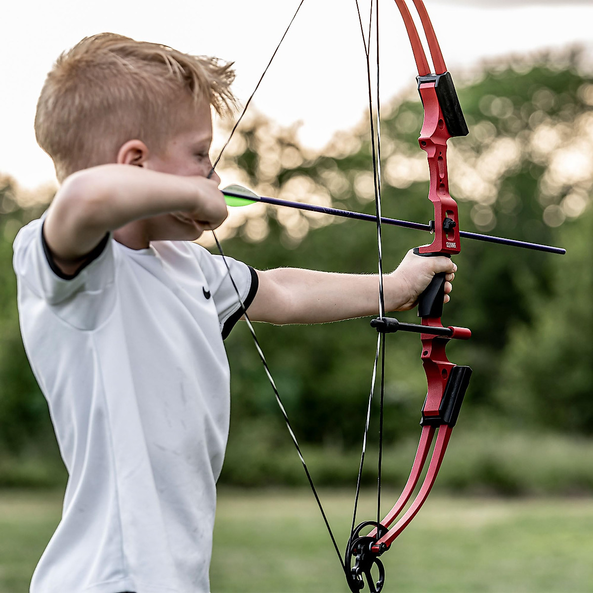 Genesis Mini Youth Compound Bow and Arrow Archery Set, Right Hand, Red