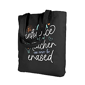 Ugiftcorner Teacher Bag Teacher Gifts for Women Men Thank You Gifts Christmas Graduation Birthday Valentines Day Gifts for Teacher Tote Bag Canvas Cotton Teacher Shoulder Bag with Pocket Black