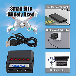 URGENEX 3.7V Lipo Battery 600mah 1S 5PCS Drone Battery with Molex Plug X5 USB Battery Charger for Syma X5C X5C-1 X5 X5SC X5SW H5C V931 S5C S5W SS40 FQ36 T32 T5W H42 CW4 UAV FPV Drone Quadcopter