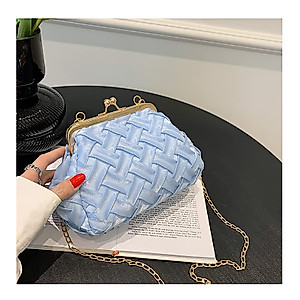 RZTA Women's Evening Bag Woven Small Design Chain messenger bag Party Prom Clutch Purse Floral Bride Wedding Handbag D1-Blue