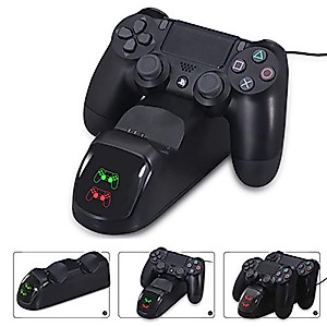 DERCLIVE Controller Charger Dual Controller Charging Dock Station with Charging Status Display Screen for PS4 / PS4 Slim / PS4 Pro Controller