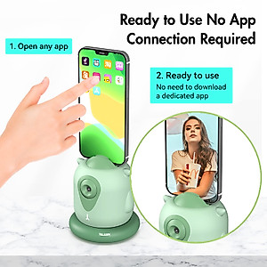 TELESIN Selfie Auto Tracking Phone Mount 360 Rotation Fast Face Object Tracking Holder for GoPro Insta360 Action Camera Phones SLR Mirrorless Video Vlog Live Streaming Meeting (Light Green)