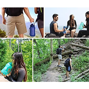 Collapsible Water Bottle for Traveling, Hiking 64 oz Gen 2.0 - Motivational Water Bottle with Time Markings - Half Gallon / 2 L Capacity - BPA Free & Dishwasher Safe (Fruity Pink)