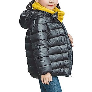 WUSENST Baby Boys Girls Winter Coats Hoods Light Puffer Down Jacket Outwear Black