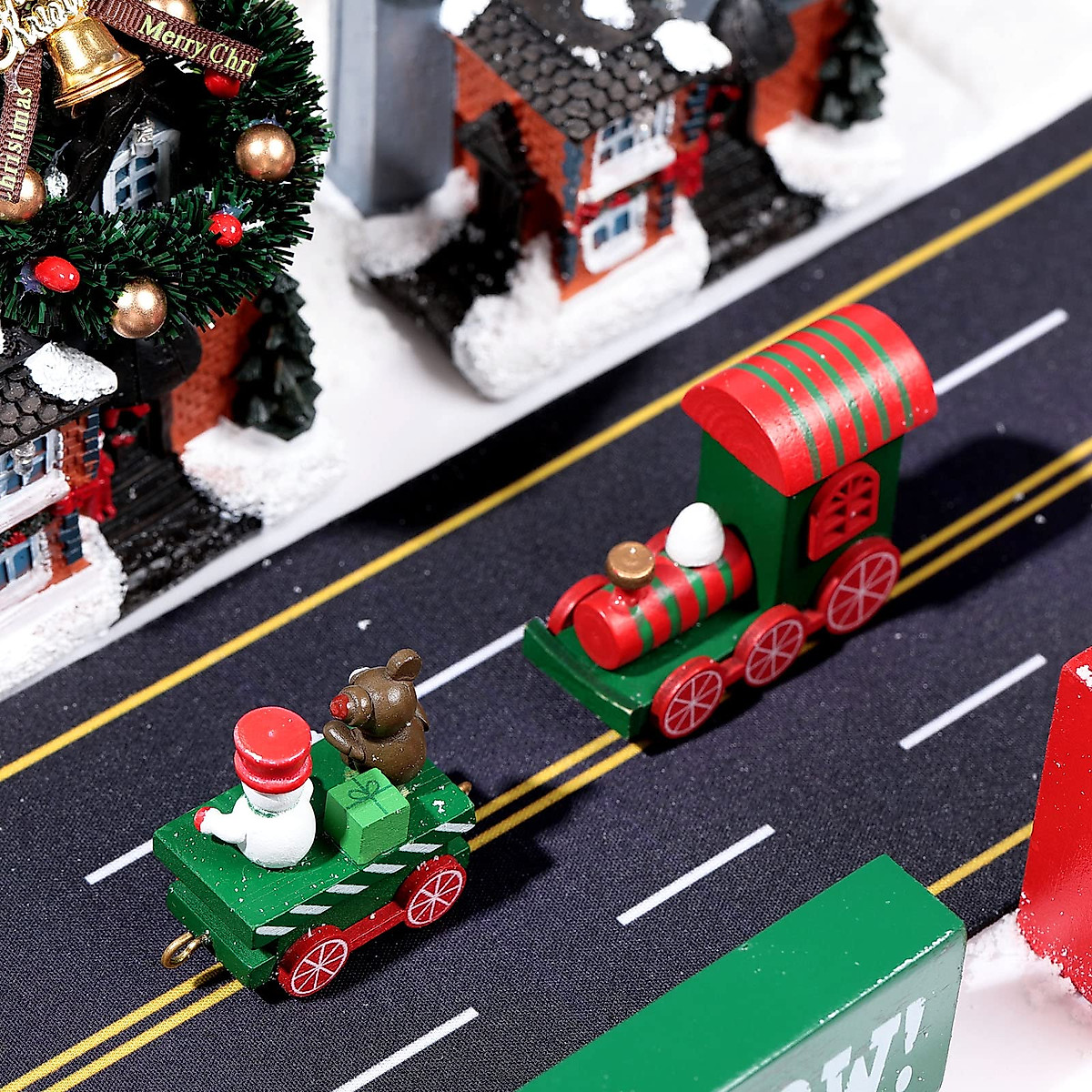 Marspark Christmas Village Accessories 5 x 50 Inch Christmas Miniature Road Village Street Mat Xmas Village Snow Street Decorations for Little Village Landscape (Road Style)