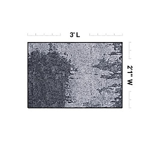 Rugshop Distressed Abstract Stain Resistant Flat Weave Eco Friendly Premium Recycled Machine Washable Area Rug 2'1"x3' Gray