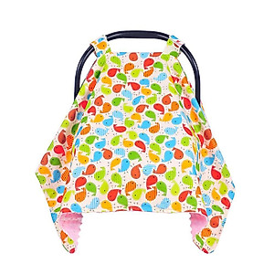 Car Seat Covers for Babies Warm Minky Carseat Canopy Covers for Girls Boys Multi-use Infant Blanket - Pink & Gray (Grey)