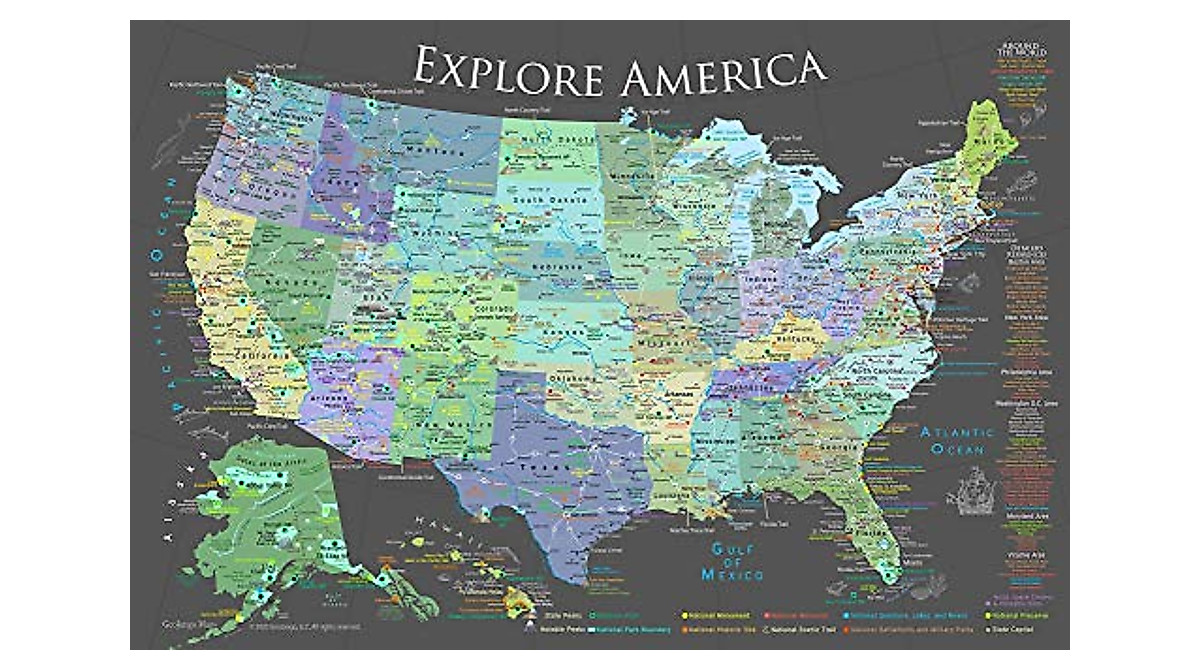 Explore National Parks Map Poster - Slate Edition