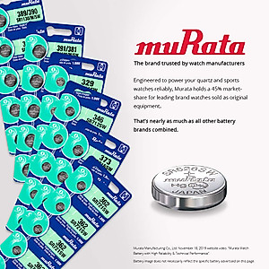 Murata 364 SR621SW Battery 1.55V Silver Oxide Watch Button Cell (15 Batteries)