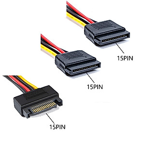 DaFuRui 4pcs SATA Power Splitter Cable,15 Pin Male to 15 Pin Dual Female Power Cable 8 Inches
