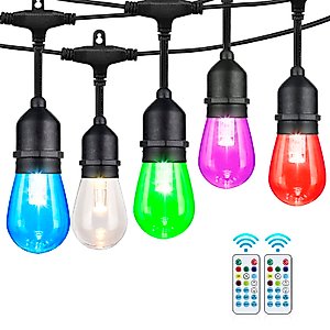 IPStank Outdoor String Lights, 96FT Color Changing Outdoor String Lights, Patio Lights Outdoor Waterproof Porch Light with Remote, for Patio Decor
