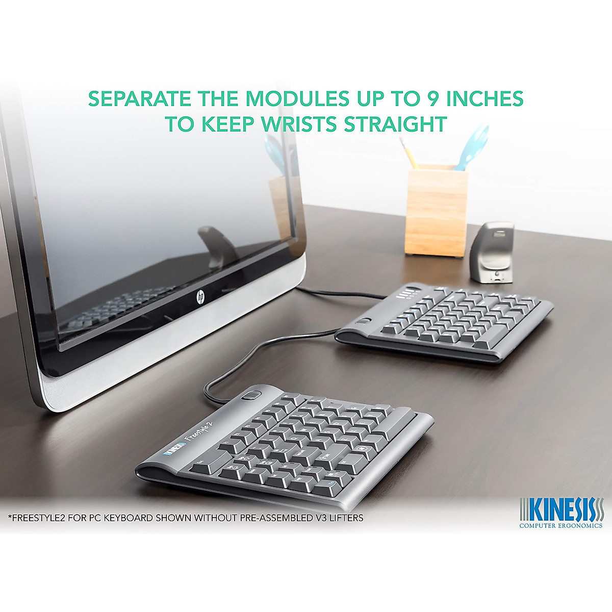 Kinesis Freestyle2 Ergonomic Keyboard w/ V3 Lifters for PC (9" Separation)