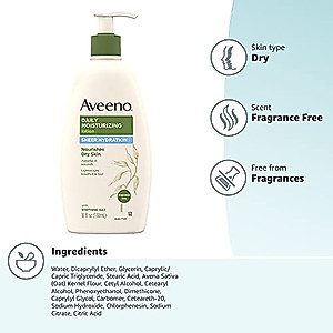 Aveeno Sheer Hydration Daily Moisturizing Fragrance-Free Lotion with Nourishing Prebiotic Oat, Fast-Absorbing Body Moisturizer for Dry Skin with Lightweight, Breathable Feel, 18 fl. oz