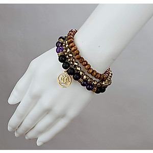 SPUNKYsoul Lotus New Beginnings Bracelet Hematite Amethyst and Lava for healing Stack Bracelet Set Collection