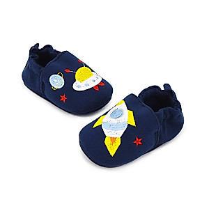 LAFEGEN Baby Boy Girl Walking Shoes Non Slip Soft Sole Infant Toddler Slipper Newborn Moccasins First Walker House Crib Sneaker Shoes, 01 Navy Rocket,12-18 Months Toddler