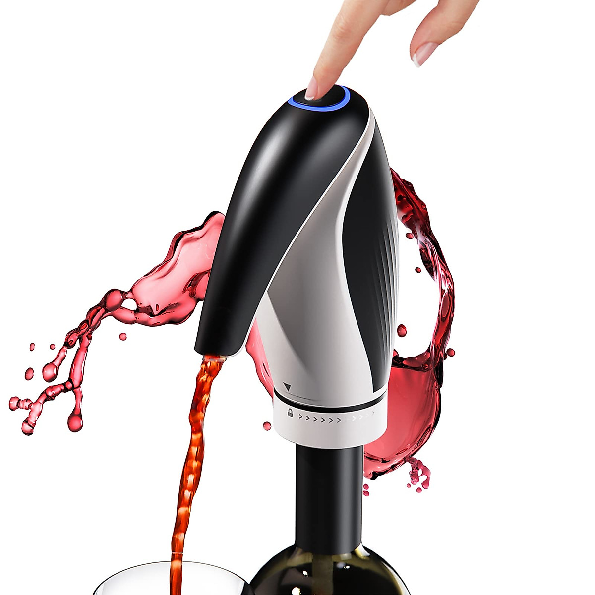 KIEKRO 2 in 1 Electric Wine Aerator, Rechargeable Wine Dispenser Pump, Electric Wine Dispenser, One-touch wine pourer, Suitable for Families, Travel, Parties, Bars,etc (Black)