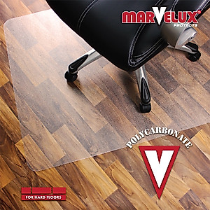 Marvelux Heavy Duty Polycarbonate Office Chair Mat for Hardwood Floors 48" x 60" | Transparent Hard Floor Protector, Rectangular | Multiple Sizes