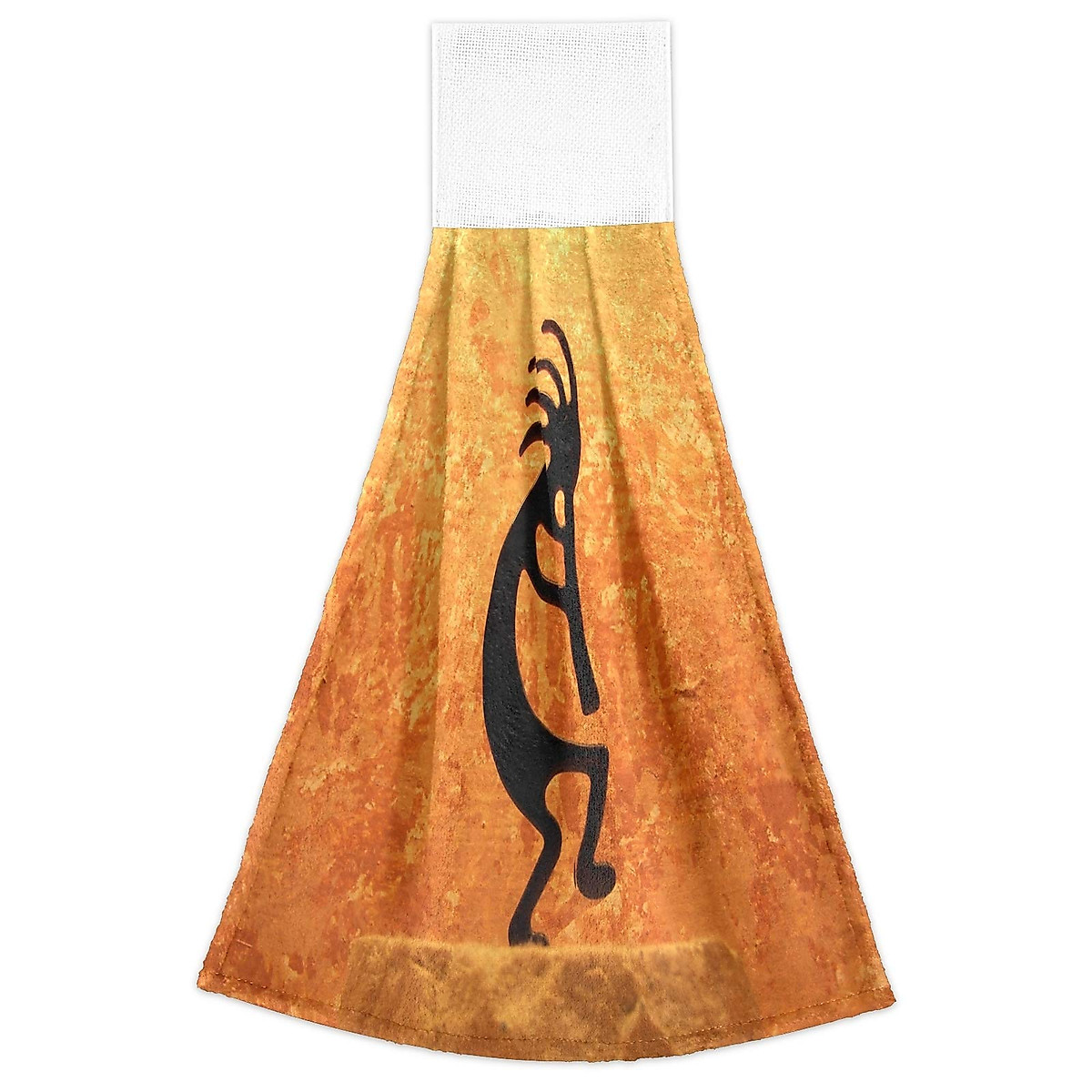 Kcldeci Kitchen Dish Towels with Hanging Loop Kokopelli Statue Absorbent Dish Clothes Kitchen Wears Hanging Tie Towels Set of 2