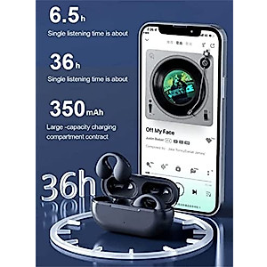 MATISUN Wireless Ear Clip Bone Conduction Headphones Bluetooth 5.3 Open Ear, Sports Headset with Mic Sweatproof for Running, Bicycling, Hiking (White)