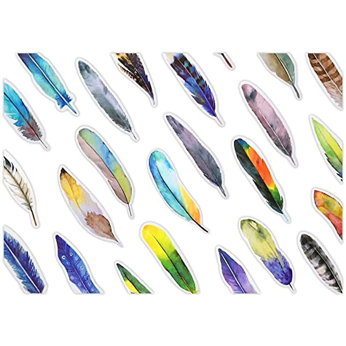 Watercolor Feather Theme Colorful Paper Bookmarks, 30PCS