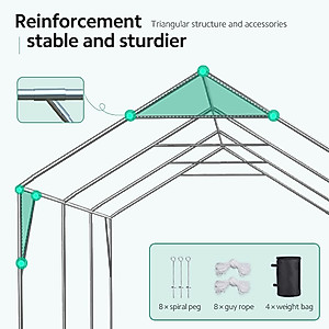 ADVANCE OUTDOOR 12x20 ft Heavy Duty Carport Car Canopy Garage Boat Shelter Party Tent, Adjustable Peak Height from 9.5ft to 11ft, Green
