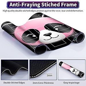 Playmat for OCG, Game Play Mat for TCG CCG 24 x 14 inch with Non-Slip Rubber Base and Stitched for Board Games and Table Magic, Pink Panda