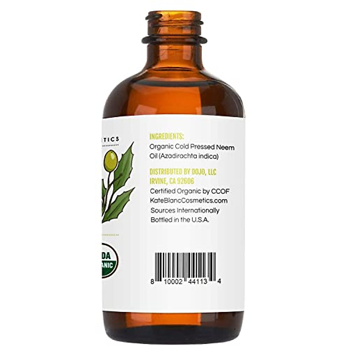 Kate Blanc Cosmetics Neem Oil for Skin, Hair & Face. Safe for Dog, Plants, Scalp & Hair Growth (4oz, Organic, Cold Pressed, Concentrate)