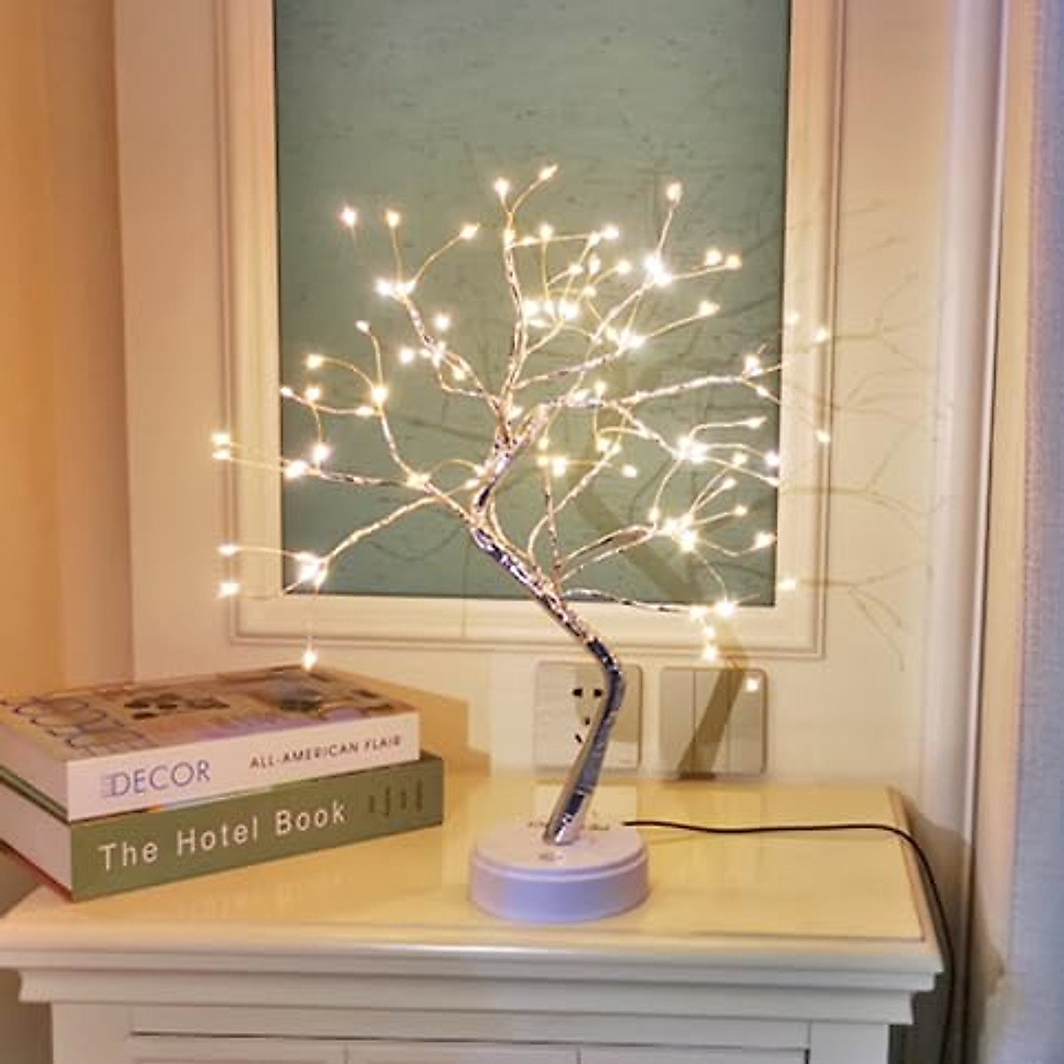 pete mici 108 LED Tabletop Bonsai Tree Light 20’’ Warm White Artificial Fairy Light Tree Battery/USB Operated Twinkling Tree Lamp for Christmas Wedding Home Decoration