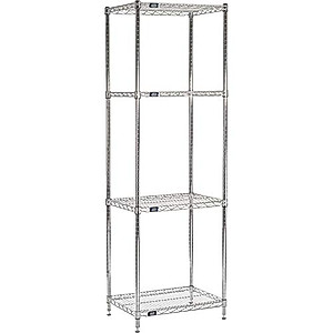 Nexel 18" x 24" x 74", 4 Tier Adjustable Wire Shelving Unit, NSF Listed Commercial Storage Rack, Chrome Finish, leveling feet