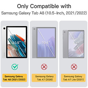 JETech Kids Case for Samsung Galaxy Tab A8 10.5-Inch 2022 (SM-X200/X205/X207) with Built-in Screen Protector, Shockproof Full-Body Handle Stand Tablet Protective Cover (Plum)