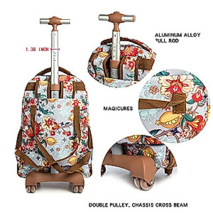 Jasminestar Rolling Backpack 18 inch Wheeled Kids Backpack with Lunch Bag and Pencil Case for Boys and Girls