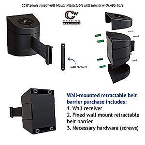 Crowd Control Warehouse - CCW Series WMB-230 Fixed Wall Mount Retractable Belt Barrier - 30 Foot Belt, Yellow"Caution - DO NOT Enter" Yellow ABS Case