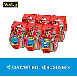 Scotch Tape Heavy Duty Shipping Packaging Tape, 1.88 Inches x 800 Inches, 1.5" Core, Clear, Great for Packing, Shipping & Moving, Rolls with Dispenser (142-6) (2 Pack), 12 Rolls (548415484564864)
