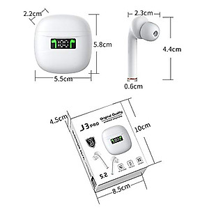 EARJIA True Wireless Bluetooth Earbuds - Smart Touch Controlled Wireless Earbuds Bluetooth No Noise Monaural/Binaural Mode Wireless Earbuds with 3 Pairs of Ear Buds (J3PRO, White)