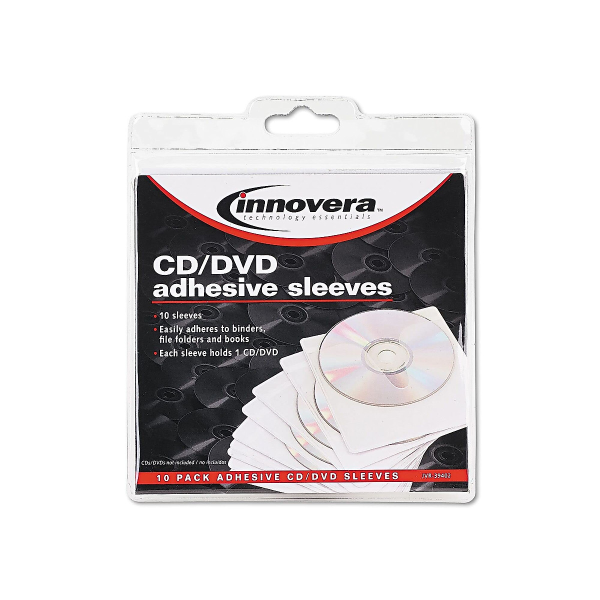 Innovera 39402 Self-Adhesive CD/DVD Sleeves (Pack of 10)