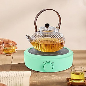 800W/110V Induction Cooktop Stove Electric Mini Stove Induction Burner Hot Plate, Portable Induction Burner Countertop Water Stove for Boiling Water, Making Tea and Coffee, Adjustable Power (green)