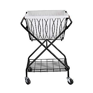 Artesa Verona Collapsible Laundry Cart with Basket, Black