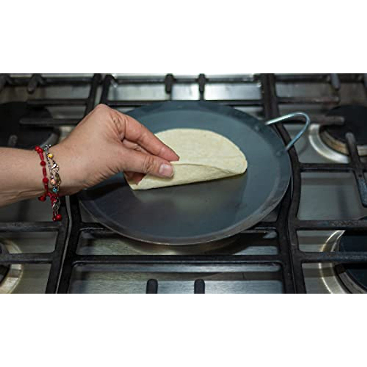 Comales Para Tortillas Grande Para Estufas for Tortillas y Quesadilla Carbon Steel Heavy Duty Metal Handle (11.5 Inch)